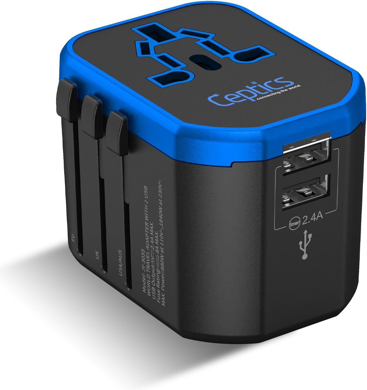 Universal Adapter with 2 USB Ports - Works Worldwide for 110V and 220V ...