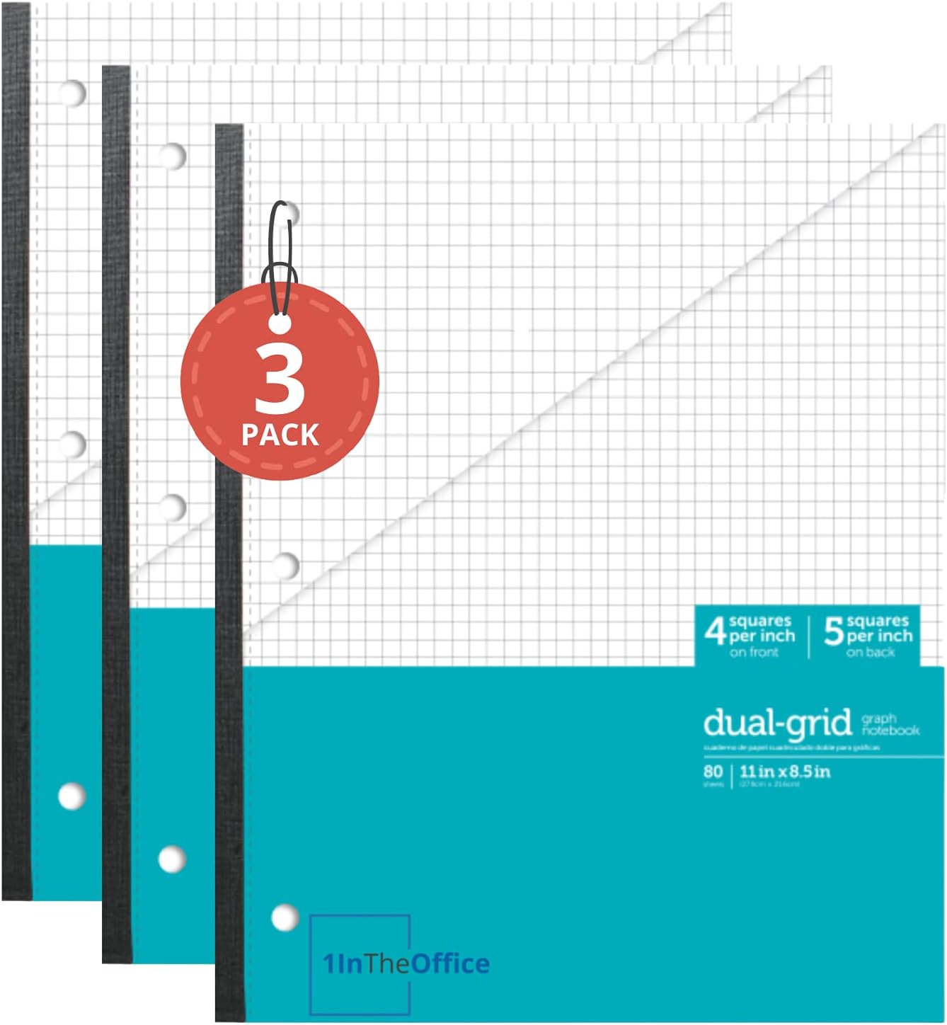 Amazon.com : 1InTheOffice Graph Ruled Notebook, Graph Wireless Notebook ...