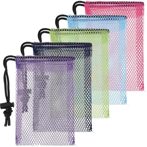 Amazon.com | 5 Pcs Colorful Drawstring Mesh Bags - 6 x 4 Inch Small ...