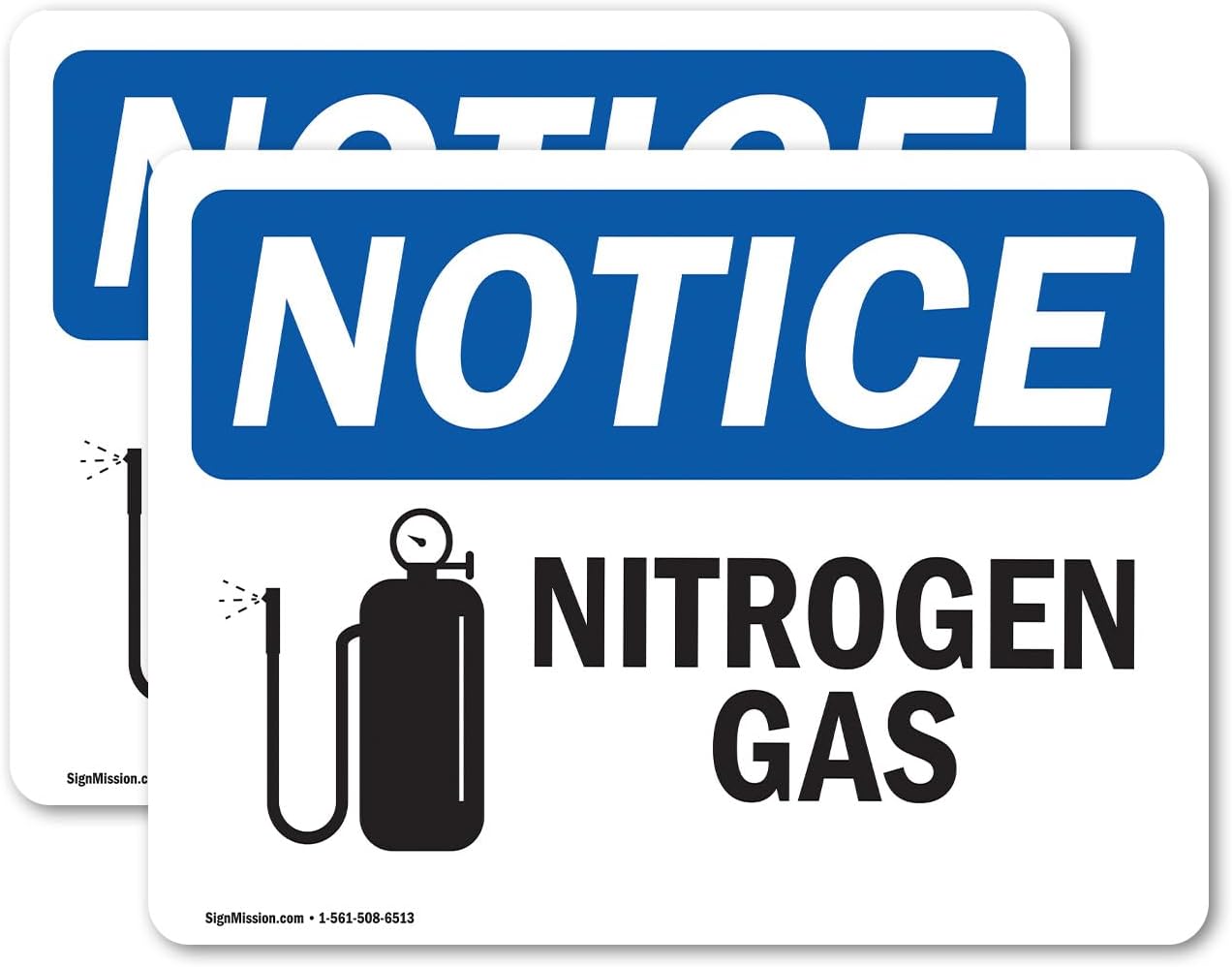 Amazon.com: (2 Pack) Nitrogen Gas Sign With Symbol OSHA Notice Sign 5 ...