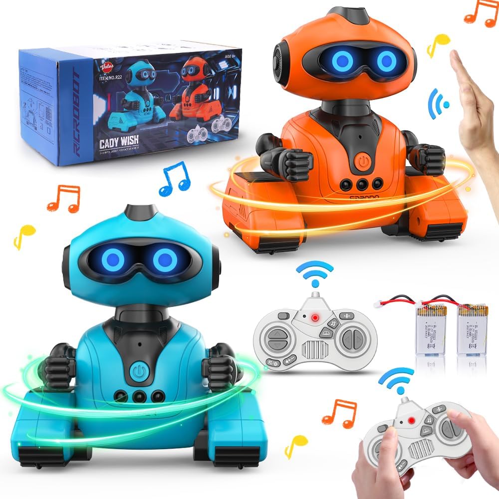 VATOS RC Robot Toys for Kids, 2PCS Rechargeable Remote Control Emo ...