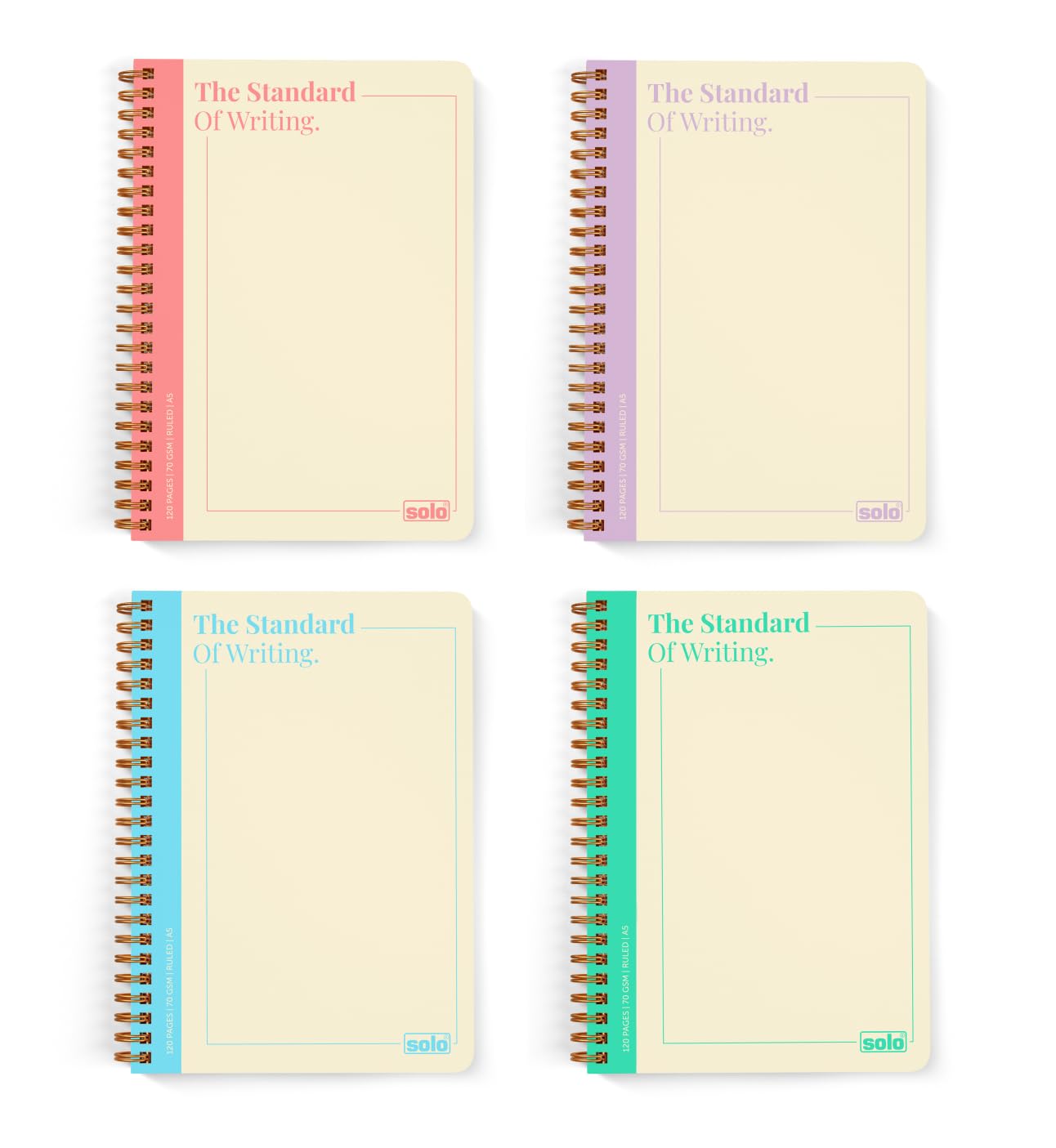 SOLO A5 Daily Notebook Spiral Wiro Bound Ruled Fountain Pen Friendly ...