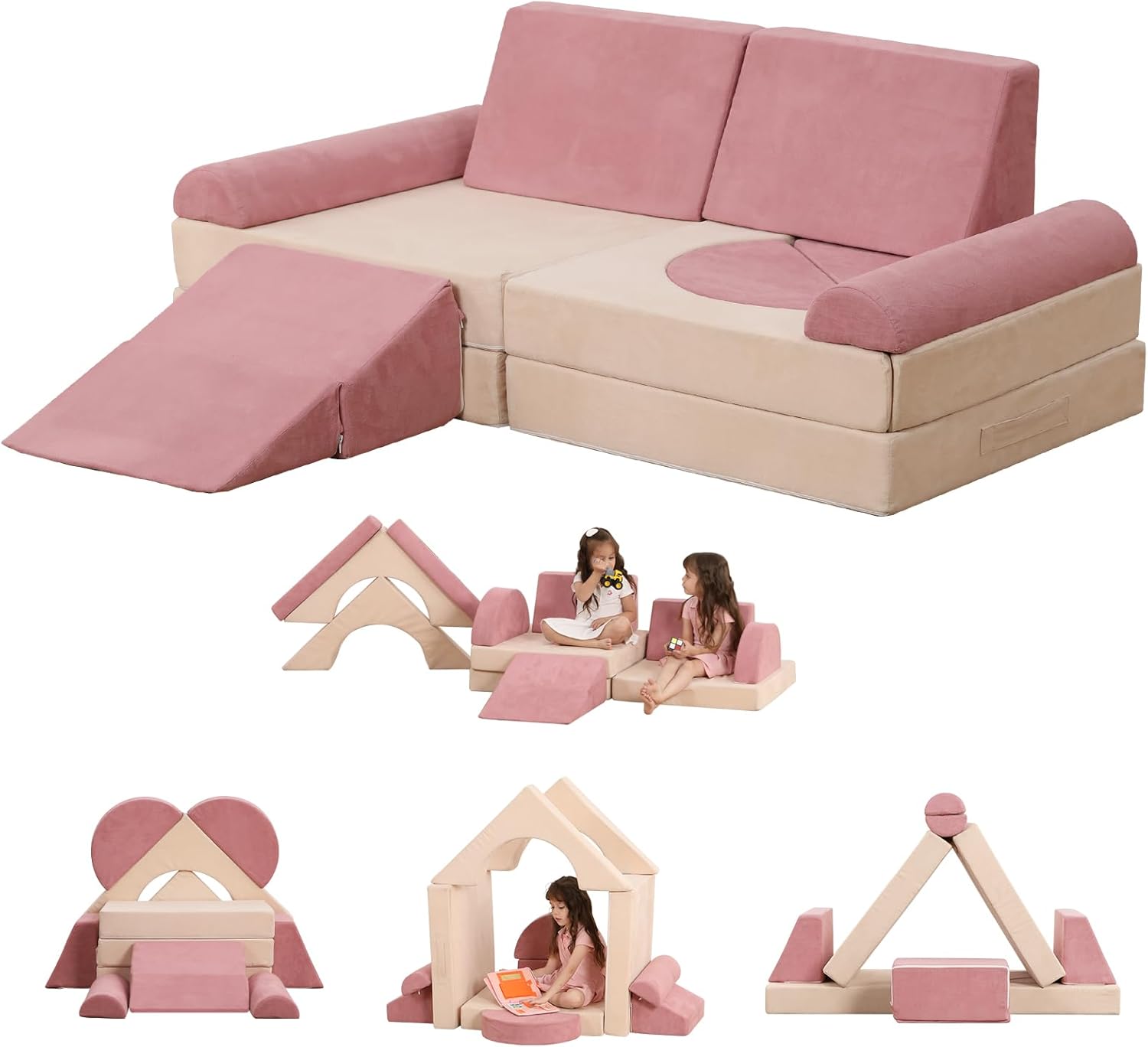 Amazon.com: GudoInsole Play Couch Sofa for Kids Sectional Sofa 12PCS ...