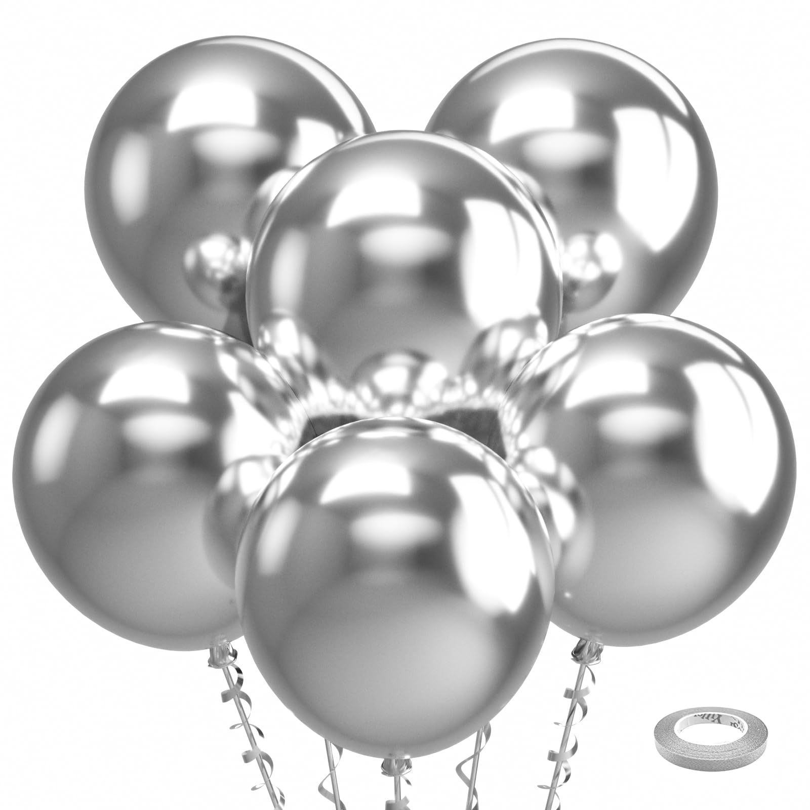 Amazon.com: Bezente Metallic Silver Balloons 18 Inch - 30 Pack Large ...