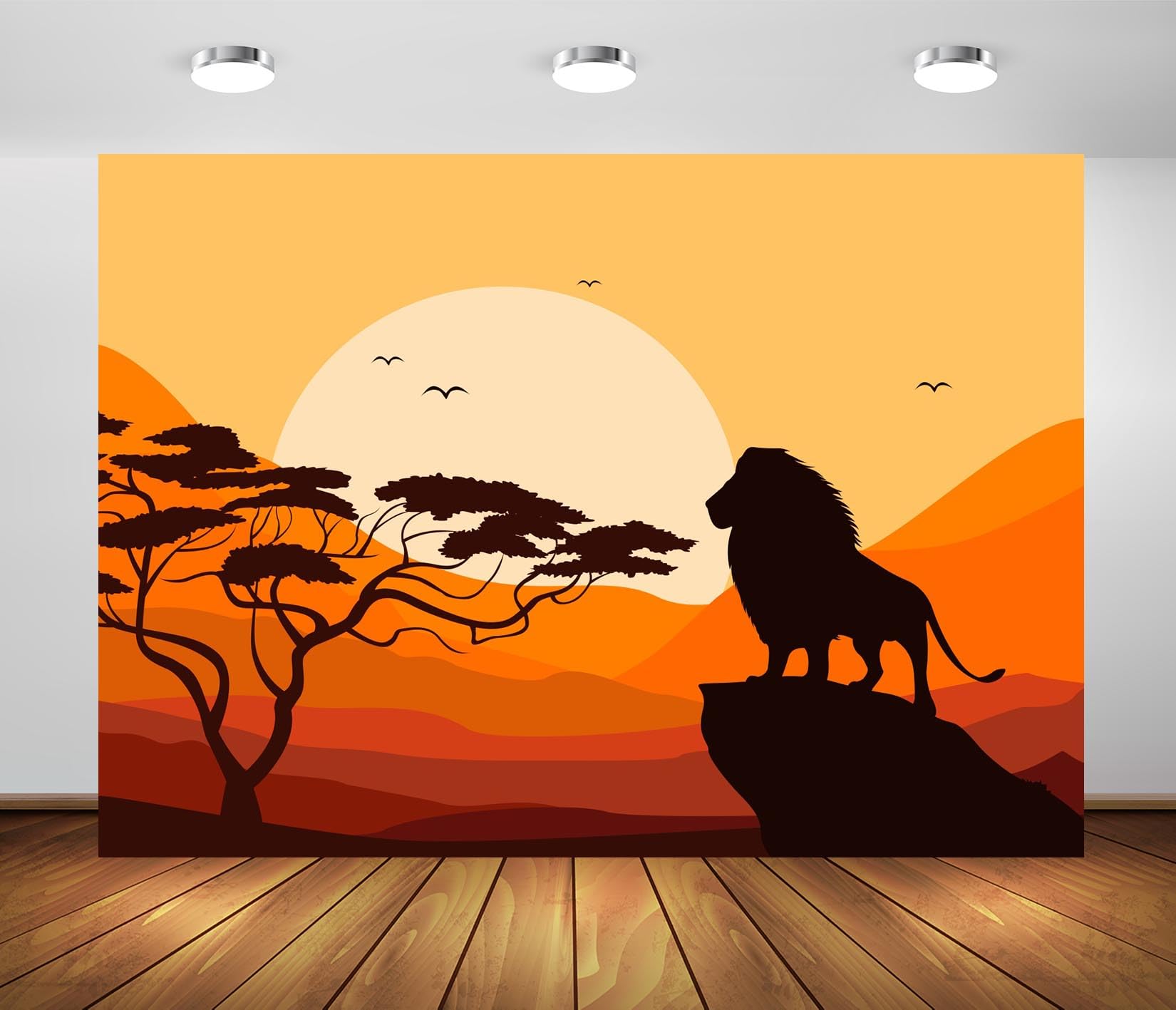 Amazon.com : CORFOTO African Lion Backdrop Fabric Sunset View Wild ...