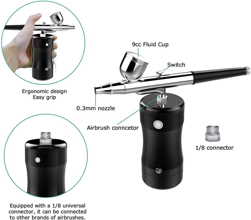 Opaltool Handheld Airbrush Kit, Rechargeable Mini Air Compressor Spray ...