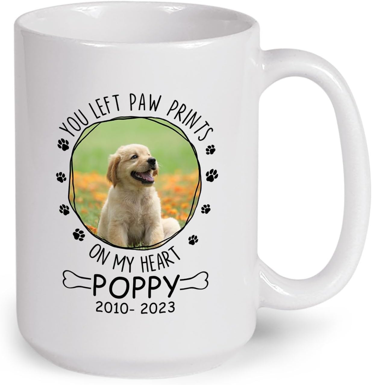 Amazon.com: Photo Dog Lossed Mug, You Left Paw Prints On My Heart White ...