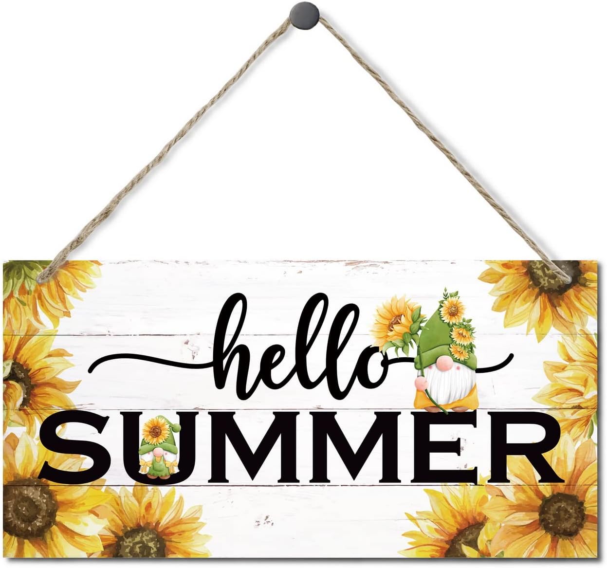 Amazon.com: Hello Summer Sunflower Sign Decor, Hanging Wood Sign Home ...