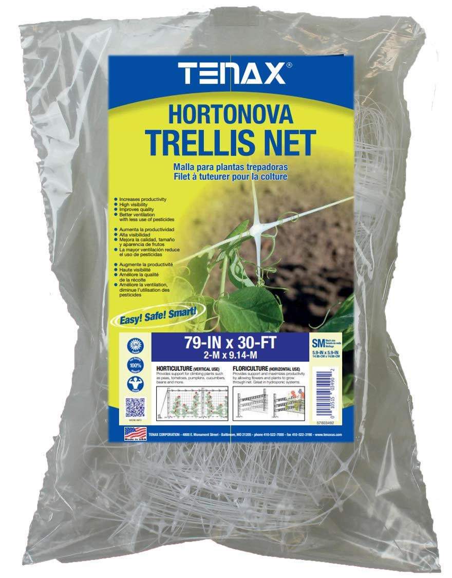 Tenax 100522971 Hortonova Sm Plant Trellis Net, 79" x 30', White ...