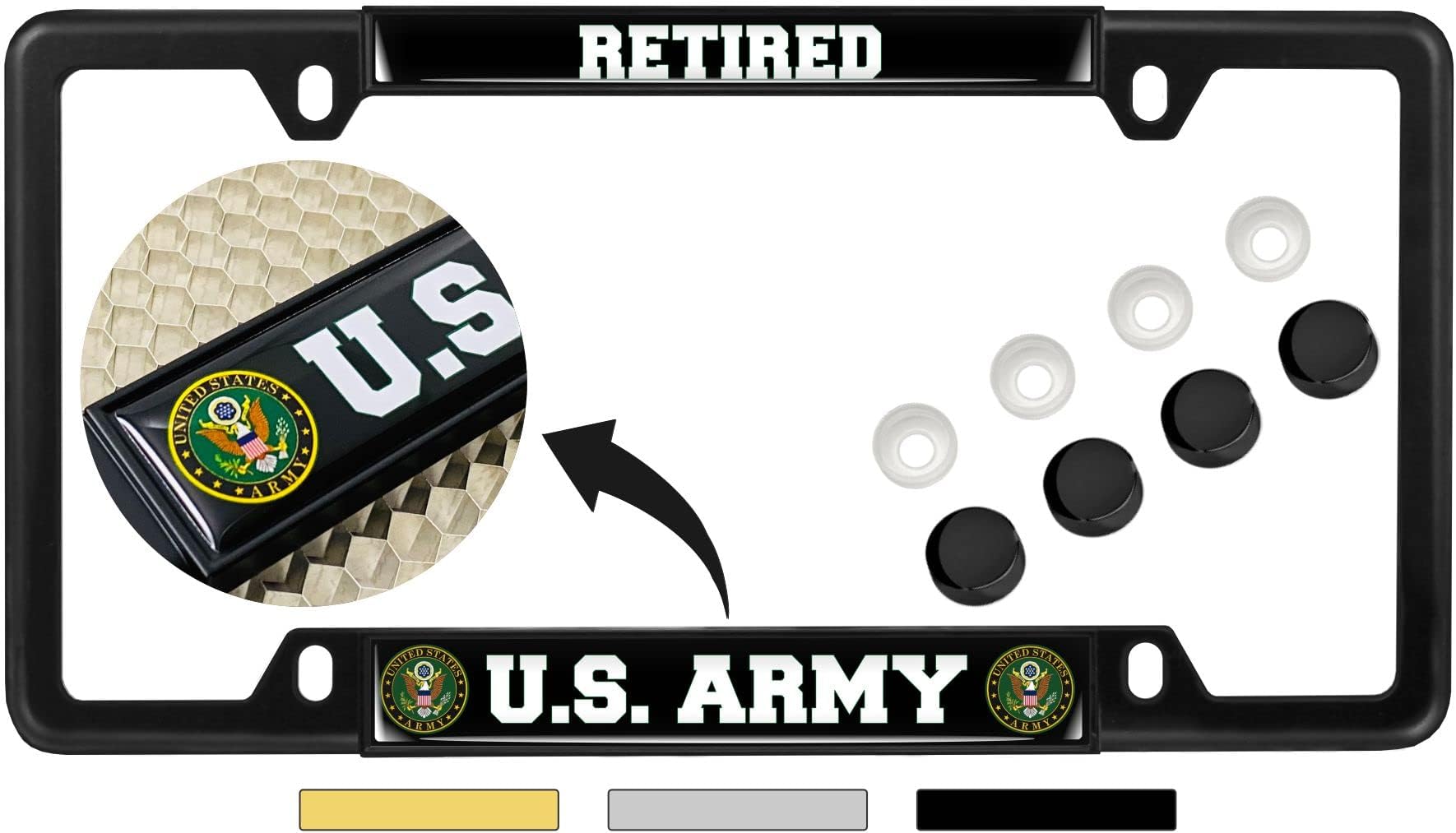 Amazon.com: U.S.Army License Plate Frame. Embossed 3D American Flag ...