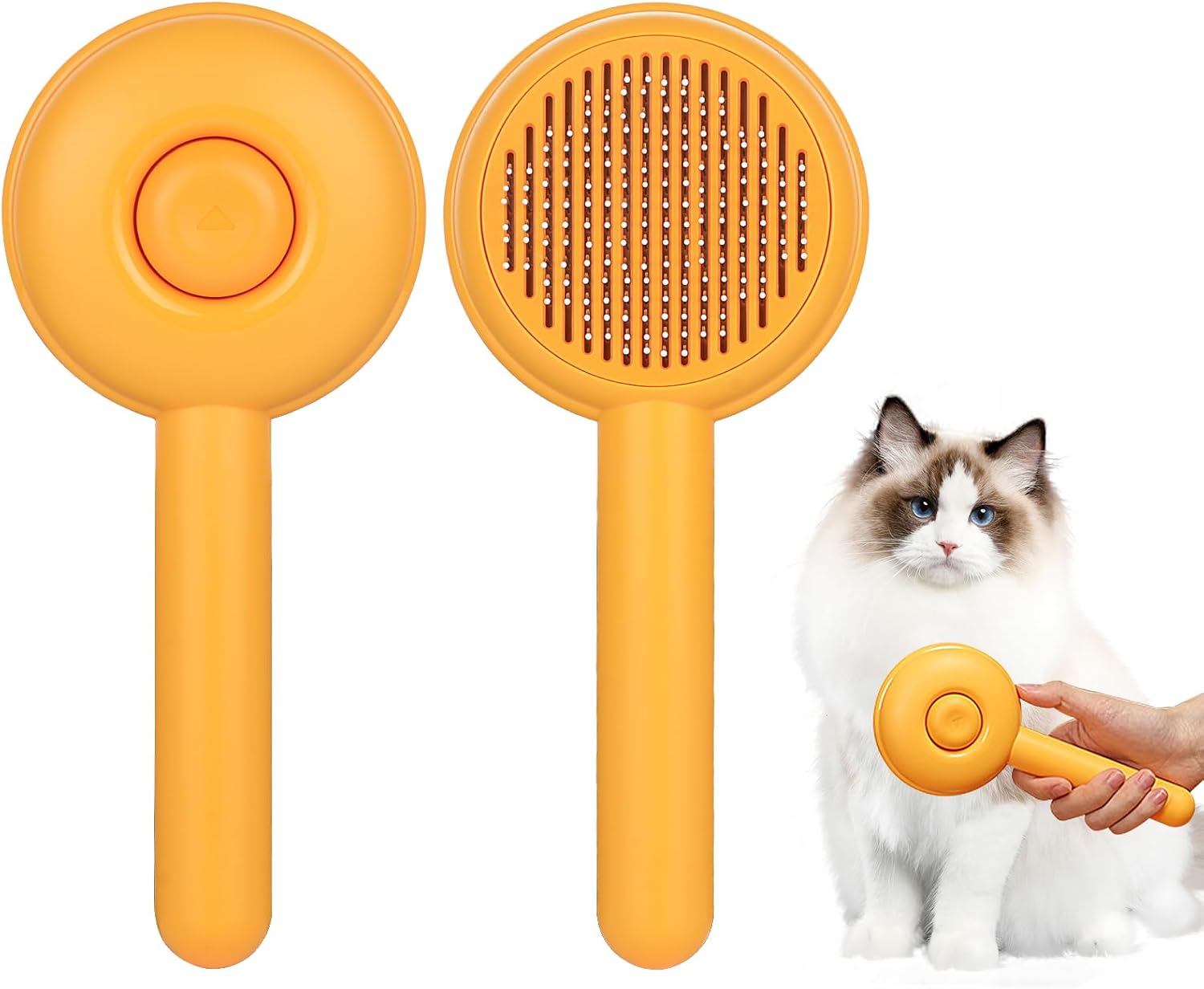 Cat Grooming Brush, Pet Hair Cleaner Combing Brush, Self Cleaning Cat ...