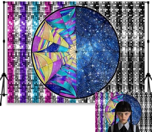 Amazon.com : QICAIYUN Wednesday Party Backdrop Stained Glass Window ...