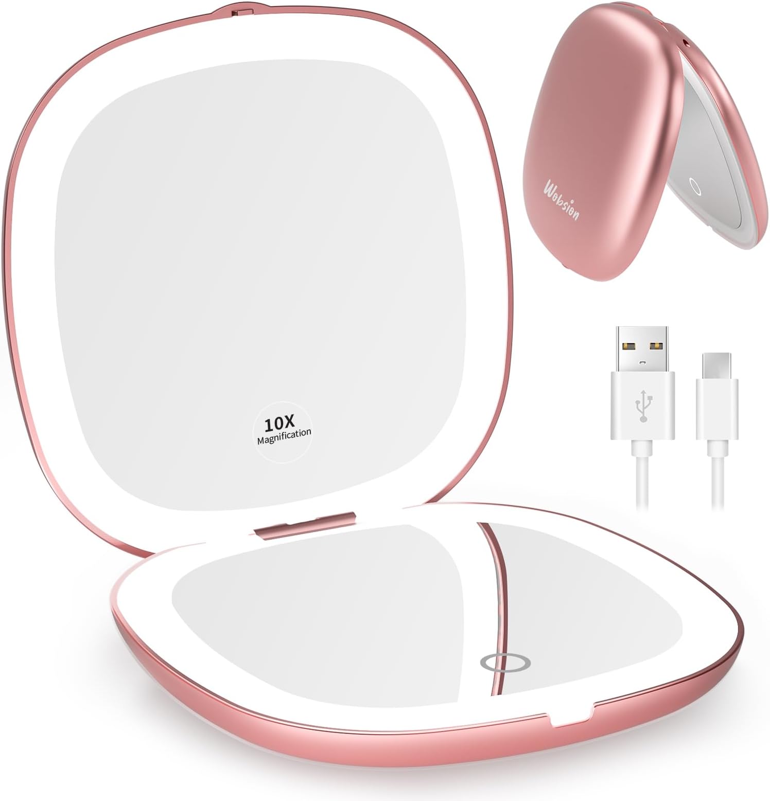 Amazon.com: Fancii Compact Makeup Mirror with Natural LED Lights, 1x ...