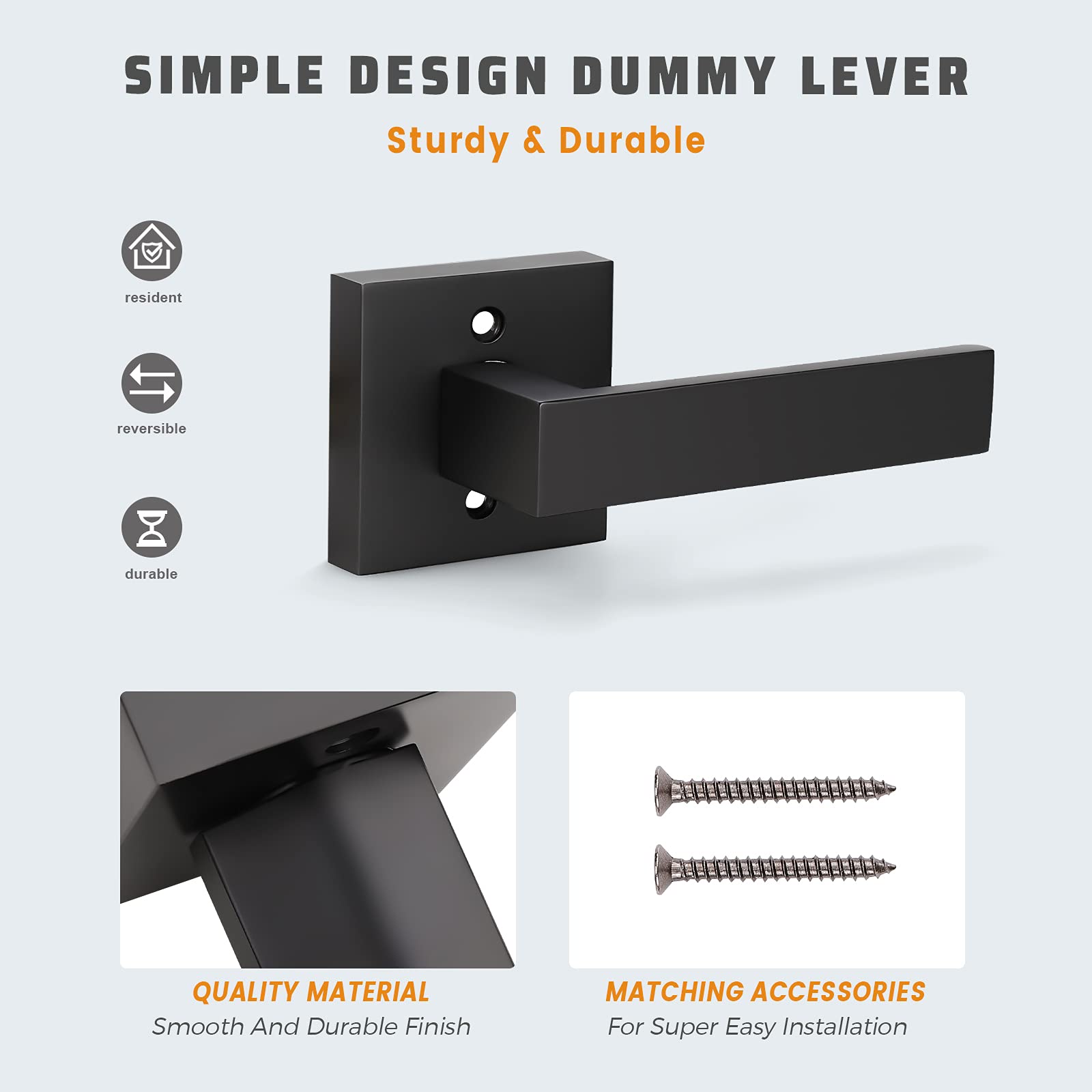 Snapklik.com : 2 Pack Matte Black Interior Door Handles Square Dummy ...