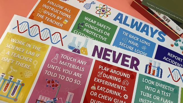 Periodic Table Poster Harloon 3 Pieces Science Lab Safety Rules Posters ...