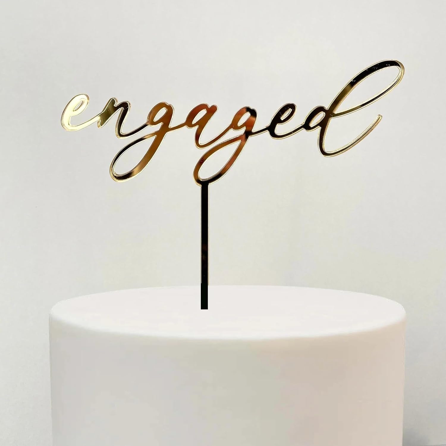 Amazon.com: Gold Acrylic Engaged Cake Topper,Engagement Theme Cake ...