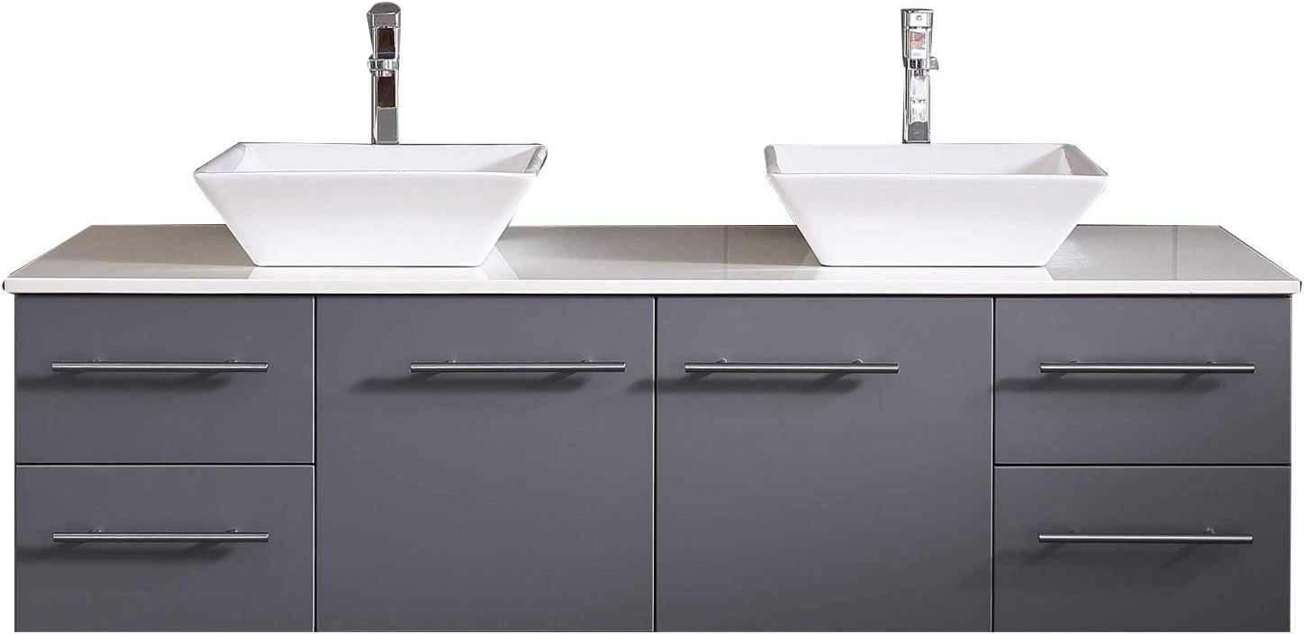 Amazon.com: Eviva EVVN147-60GR Totti Wave 60 inch Gray Modern Double ...