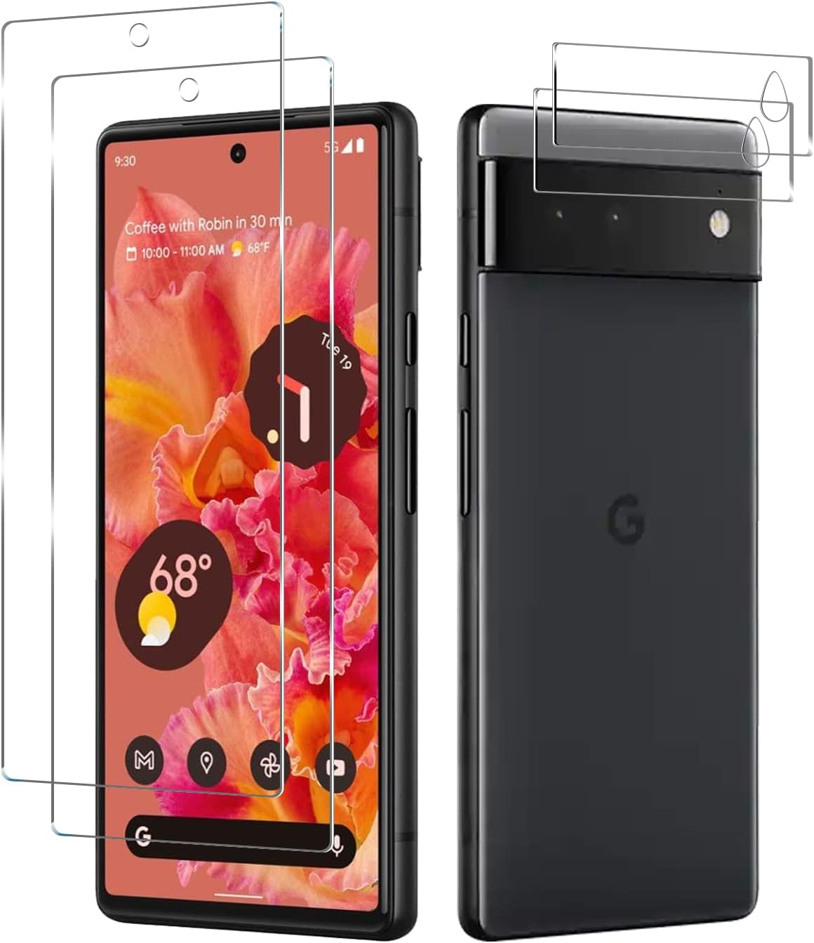 Amazon.com: Pixel 6 Tempered Glass Screen Protector + Camera Lens ...