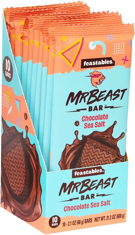 Amazon.com : Feastables MrBeast Chocolate Sea Salt Bars - Made with ...