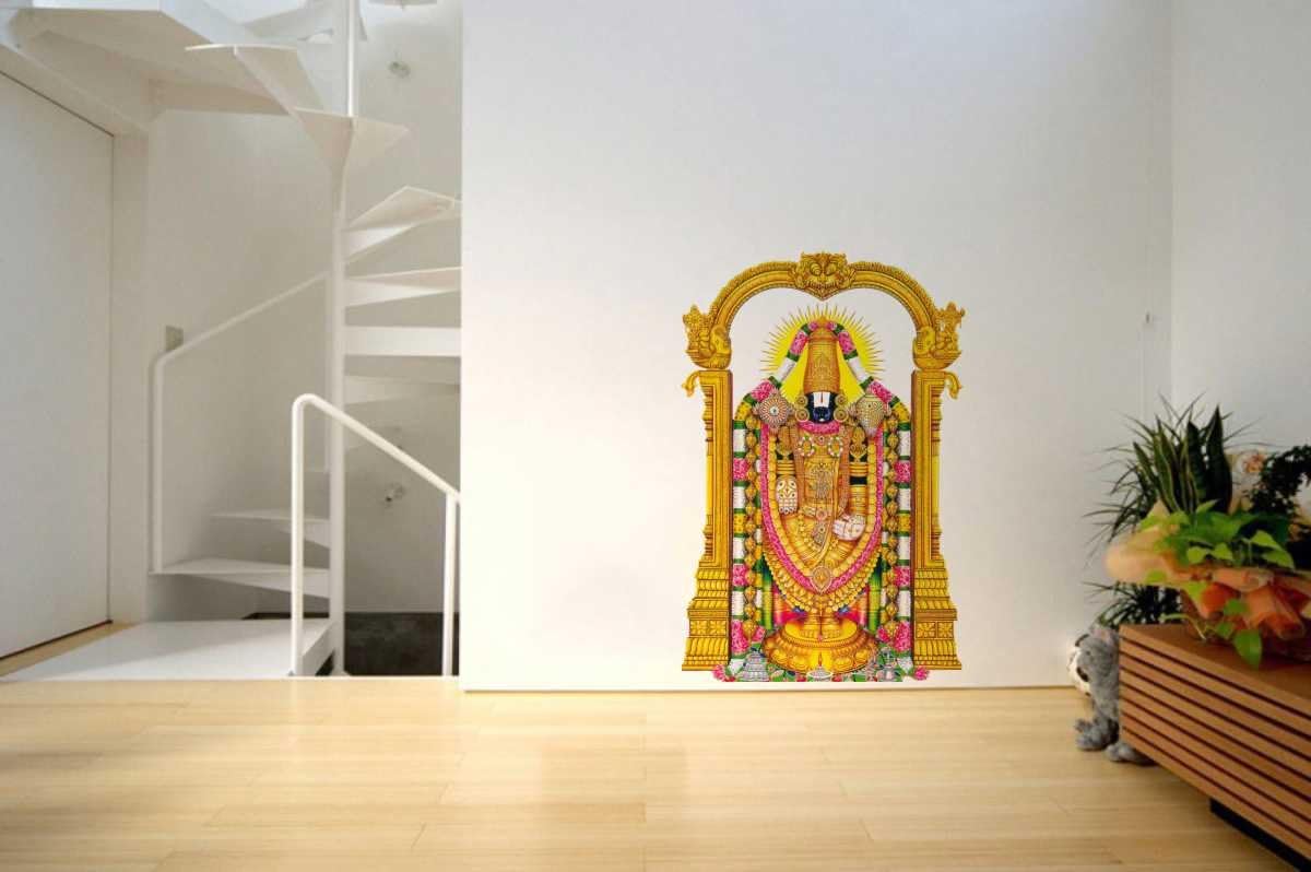 WallDesign Tirupati Balaji Sticker for Door Entrance Black Colour ...