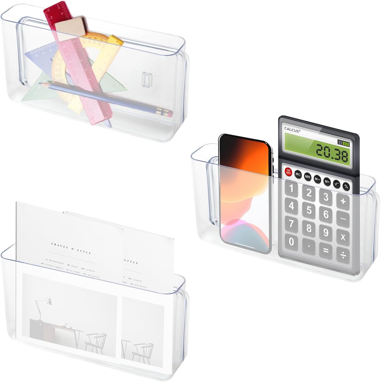 Amazon.com : Tenceur 8 Pcs Clear Plastic Single Pocket Wall Mount File ...