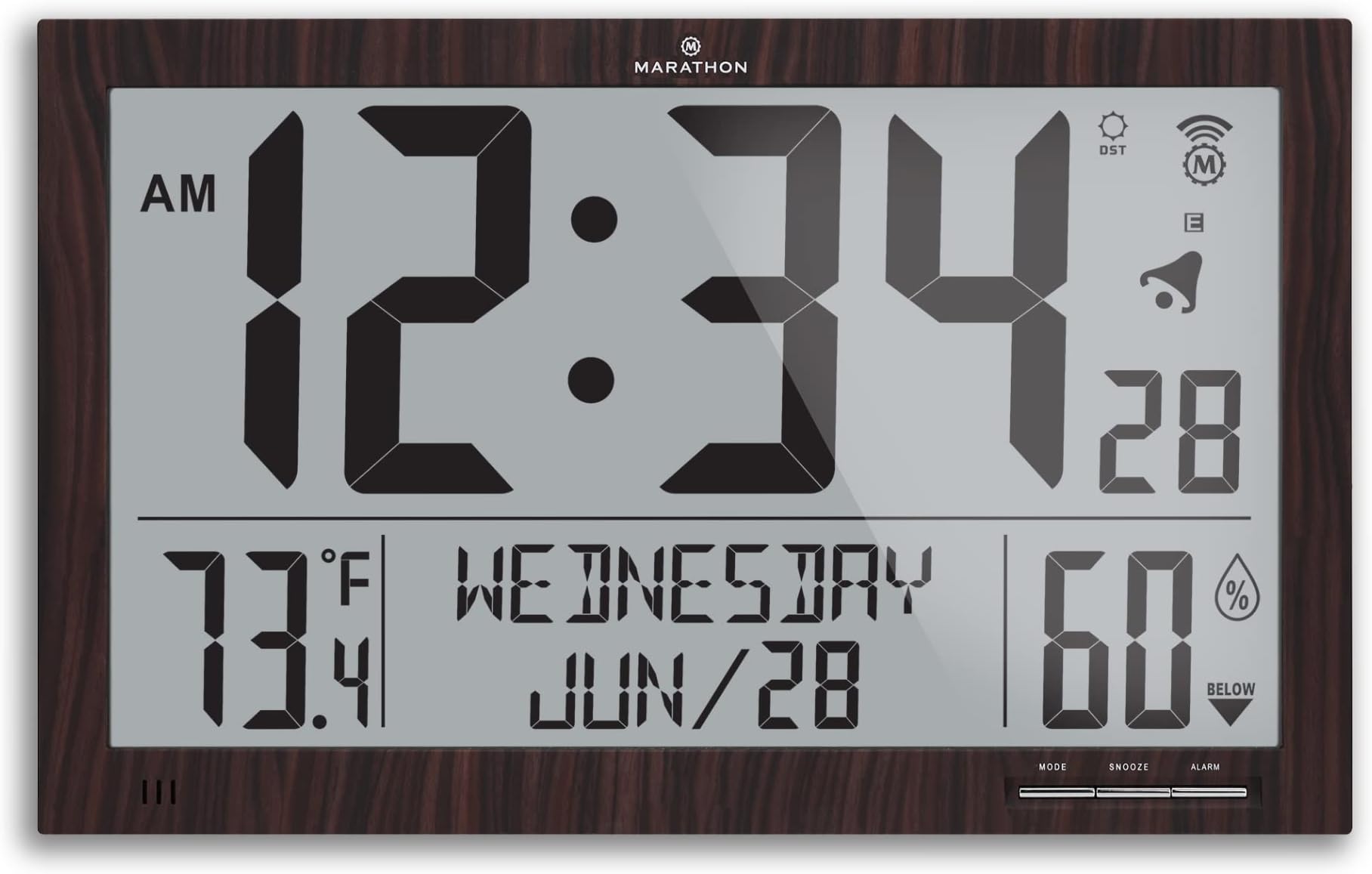 Amazon.com: Marathon Slim Jumbo Atomic Wall Clock, Wood Finish - Large ...