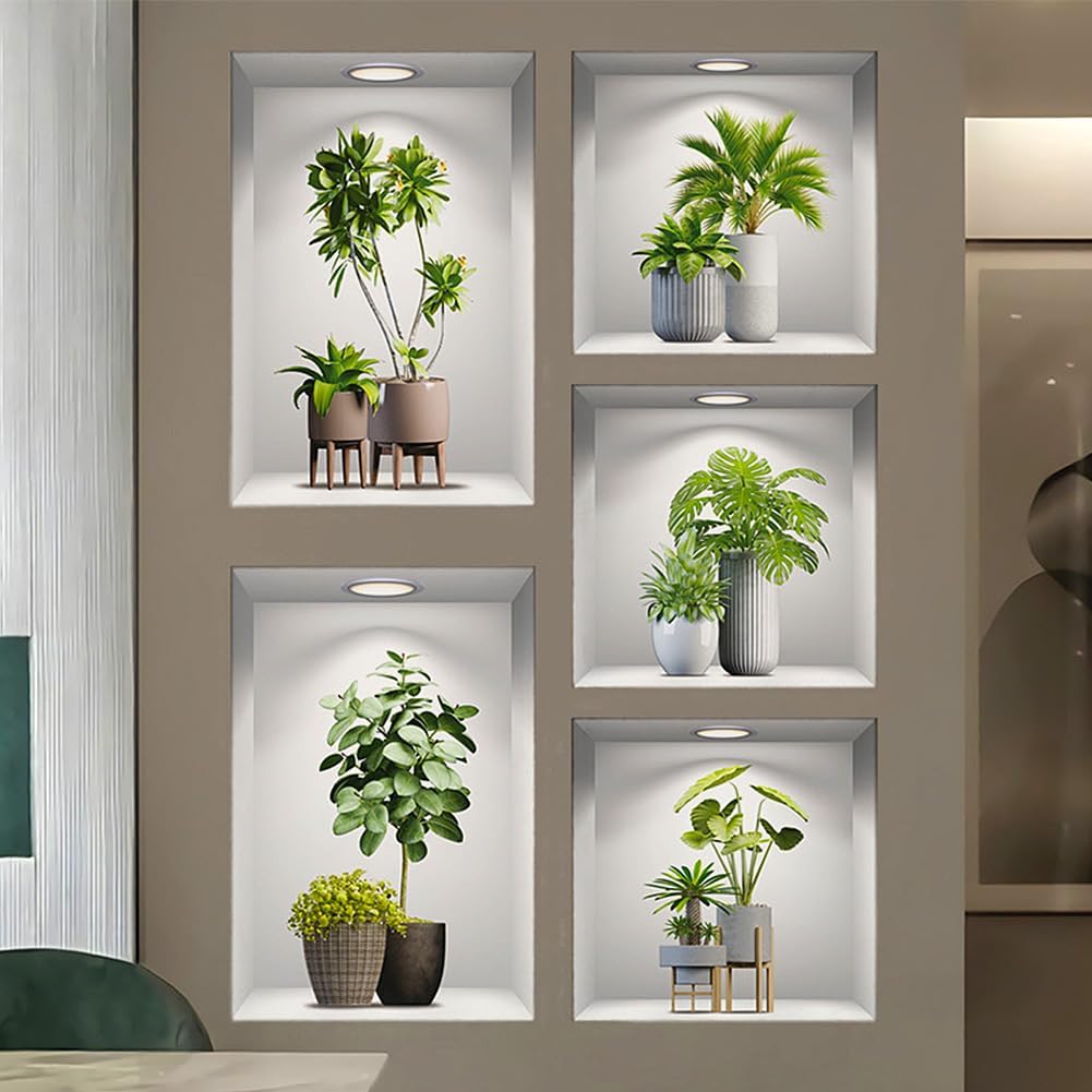 Amazon.com: Aurbhosa Green Plant Wall Decal Tropical Plant Potted ...