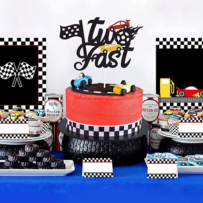 Snapklik.com : Marwey Cars Cake Topper - Two Fast Birthday Decor - Car ...