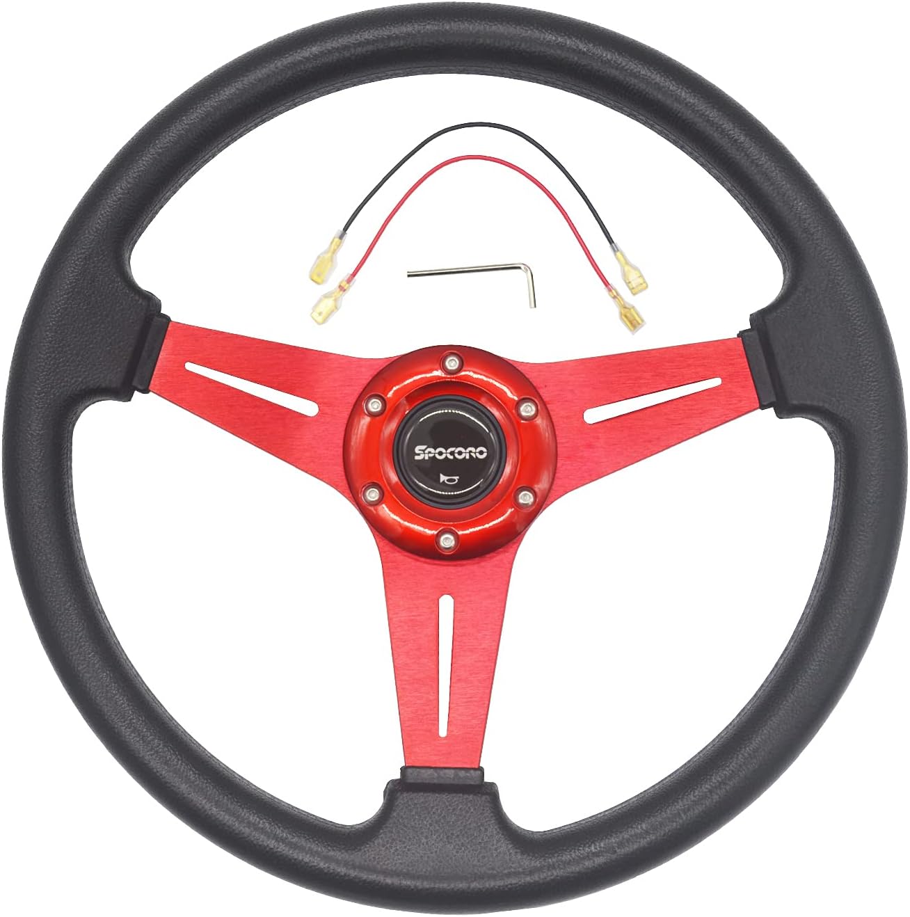 Amazon.com: Spocoro Universal Racing Car Steering Wheel, 6 Bolts 350mm ...
