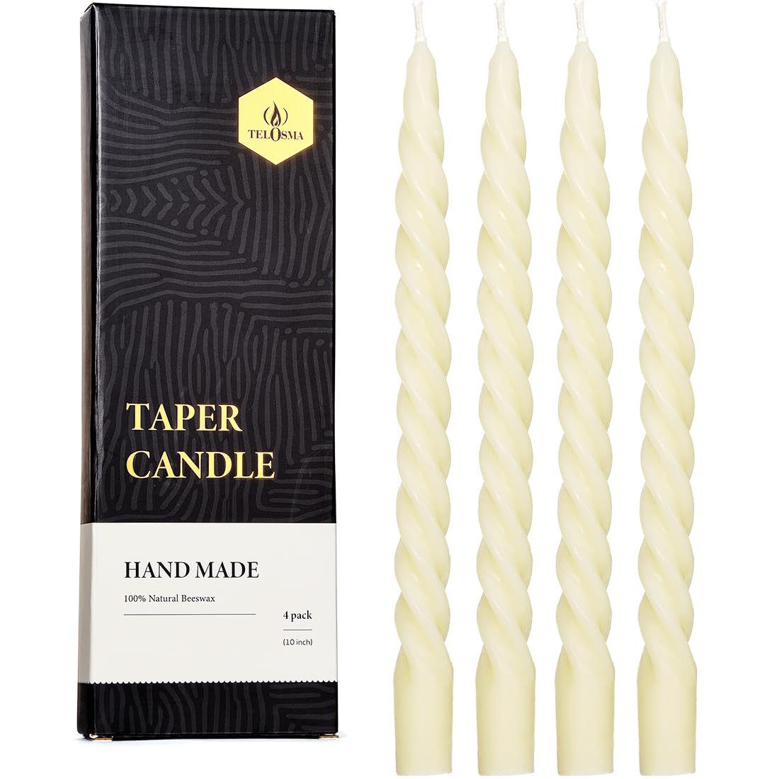 Amazon.com: Beeswax Taper Candles Set of 4, Spiral Taper Candle Sticks ...