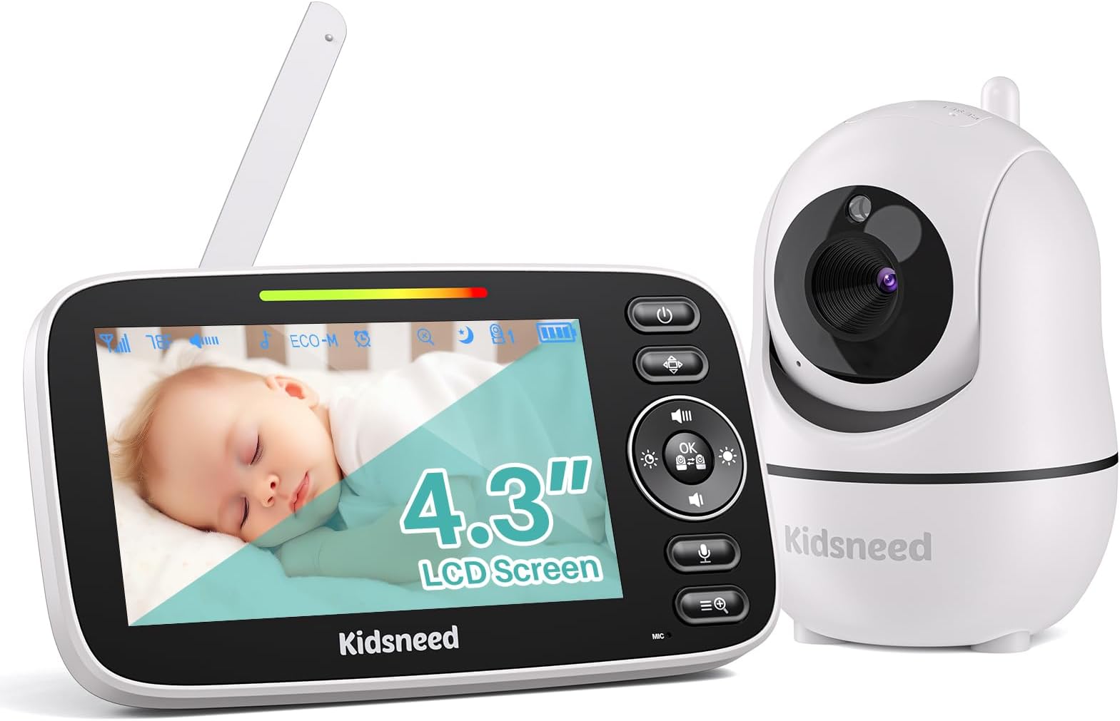 Amazon.com: Kidseneed Baby Monitor, 4.3" Split Screen, 20 Hours Battery ...