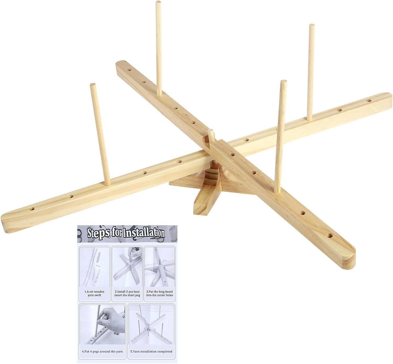 Amazon.com: Tabletop Amish Style Wooden Yarn Swift Yarn Winder Pine ...