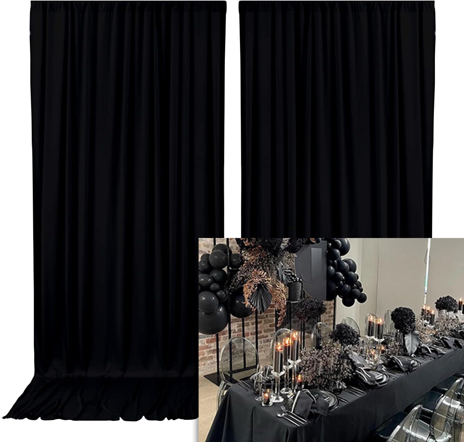 Amazon.com : TOAOFY 10x12ft Black Drapes for Backdrop Black Polyester ...
