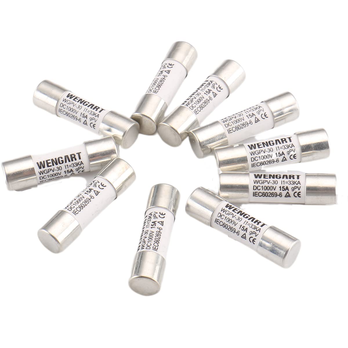 Amazon.com: Wengart Solar Fuses WGPV-30,DC1000V,10x38mm,I133kA,Fast ...