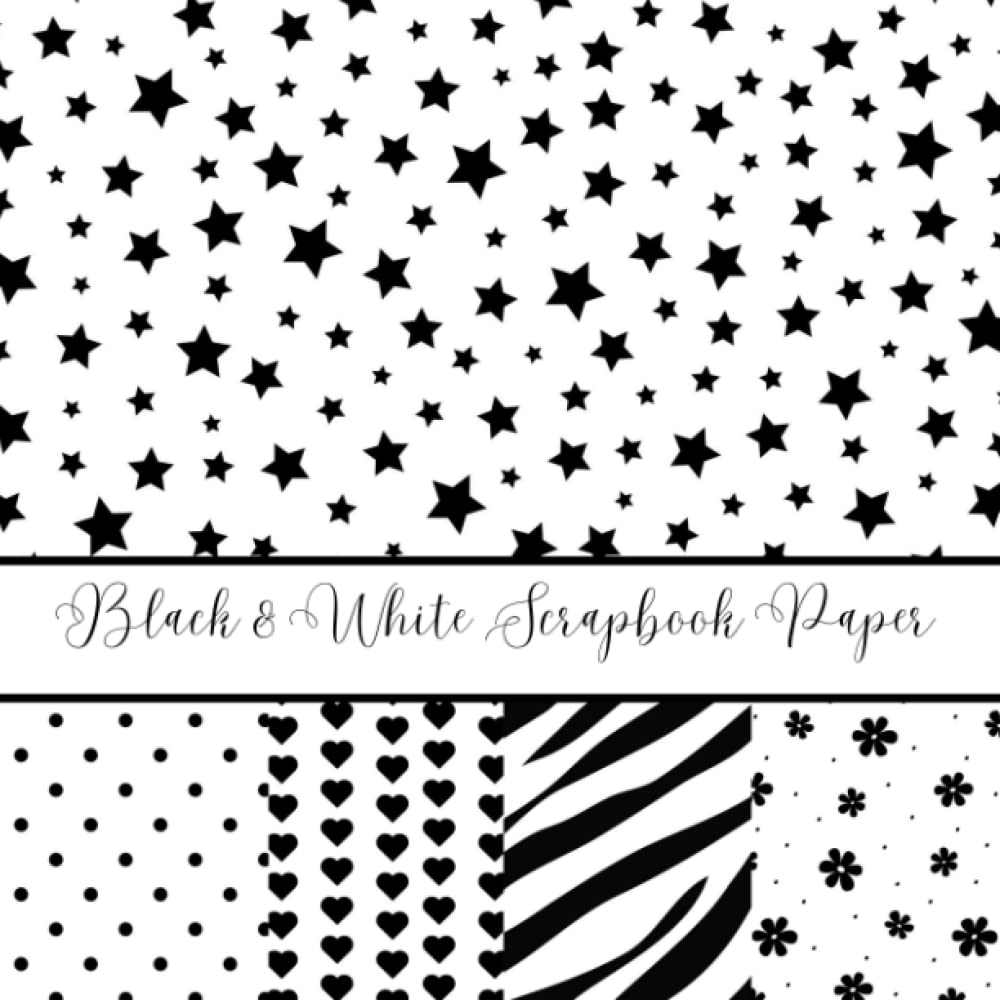 Black & White Scrapbook Paper: Simple Doodle Background Pages for ...