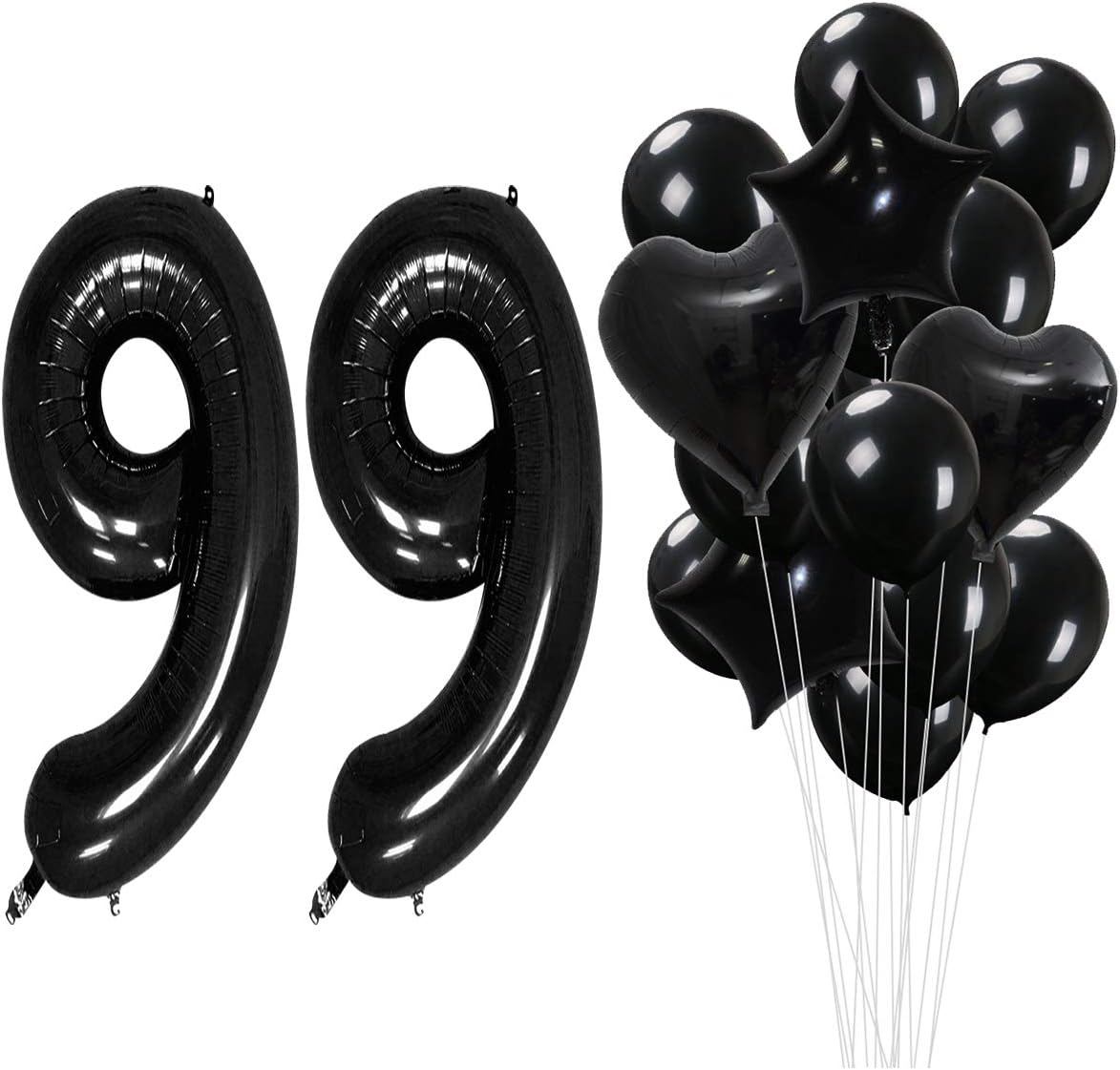 Amazon.com: MAGJUCHE 40 Inch Black 99th Birthday Helium Jumbo Digital ...