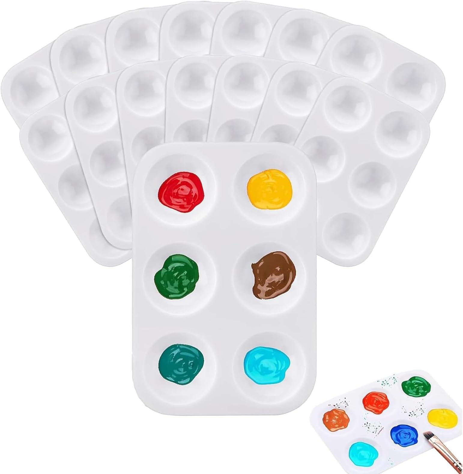 15 Pcs Paint Palette Tray - Mini Mixing Pallet With 6 Wells for ...