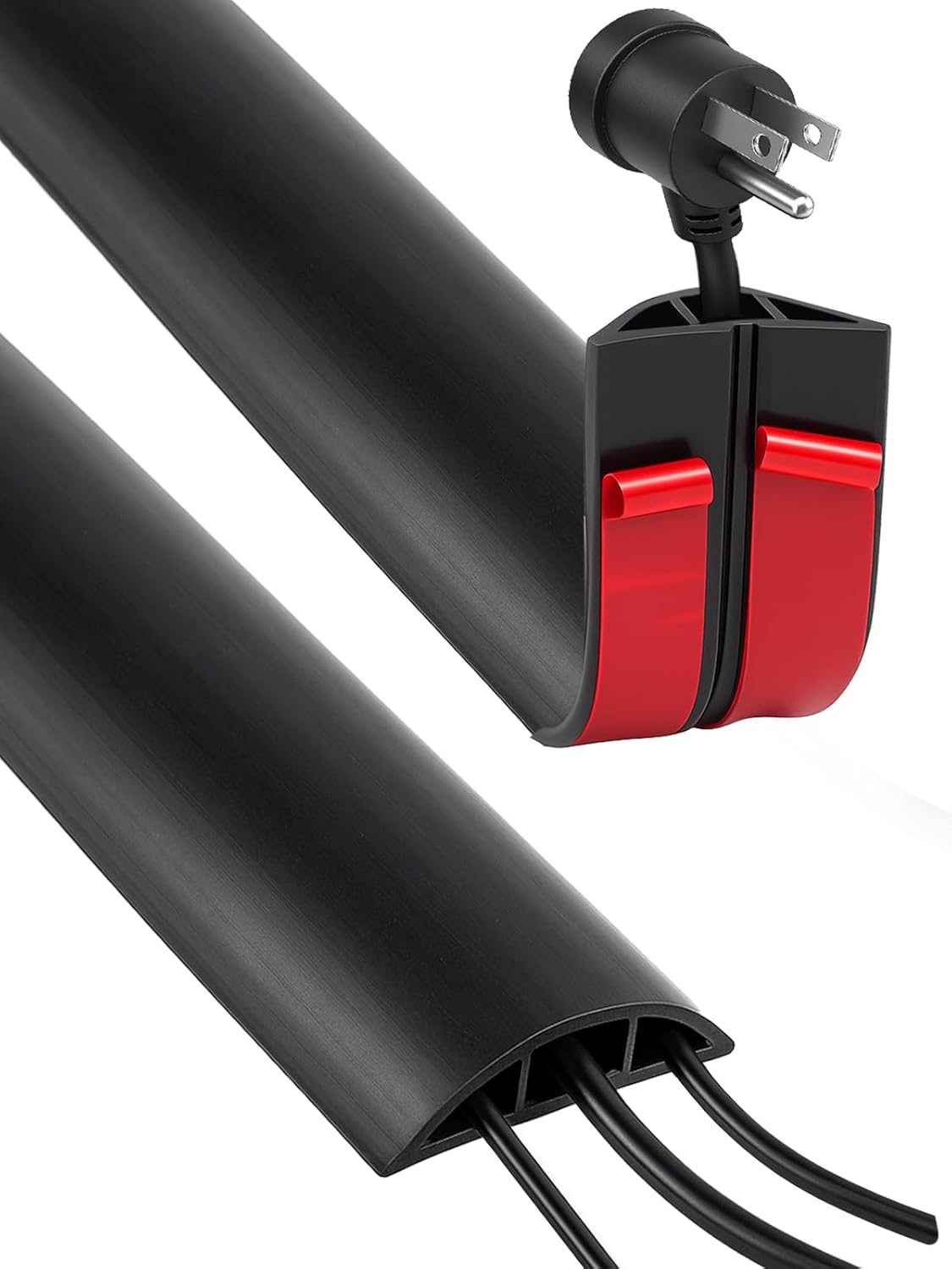GROWNEER 2M Cable Protector 3 Cord Channels Cable Floor Cover Self ...