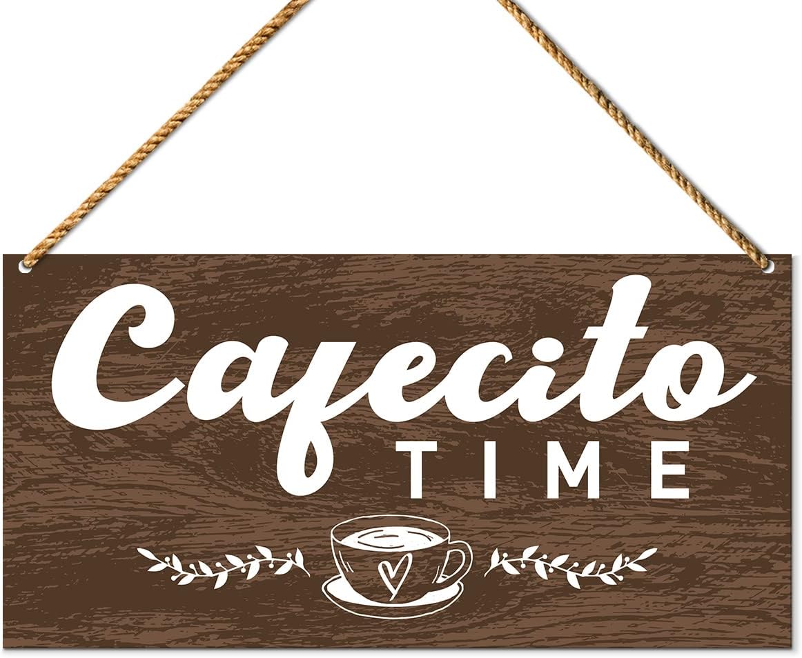 Amazon.com: Farmhouse Coffee Door Sign - Cafecito Time, Rustic Decor ...
