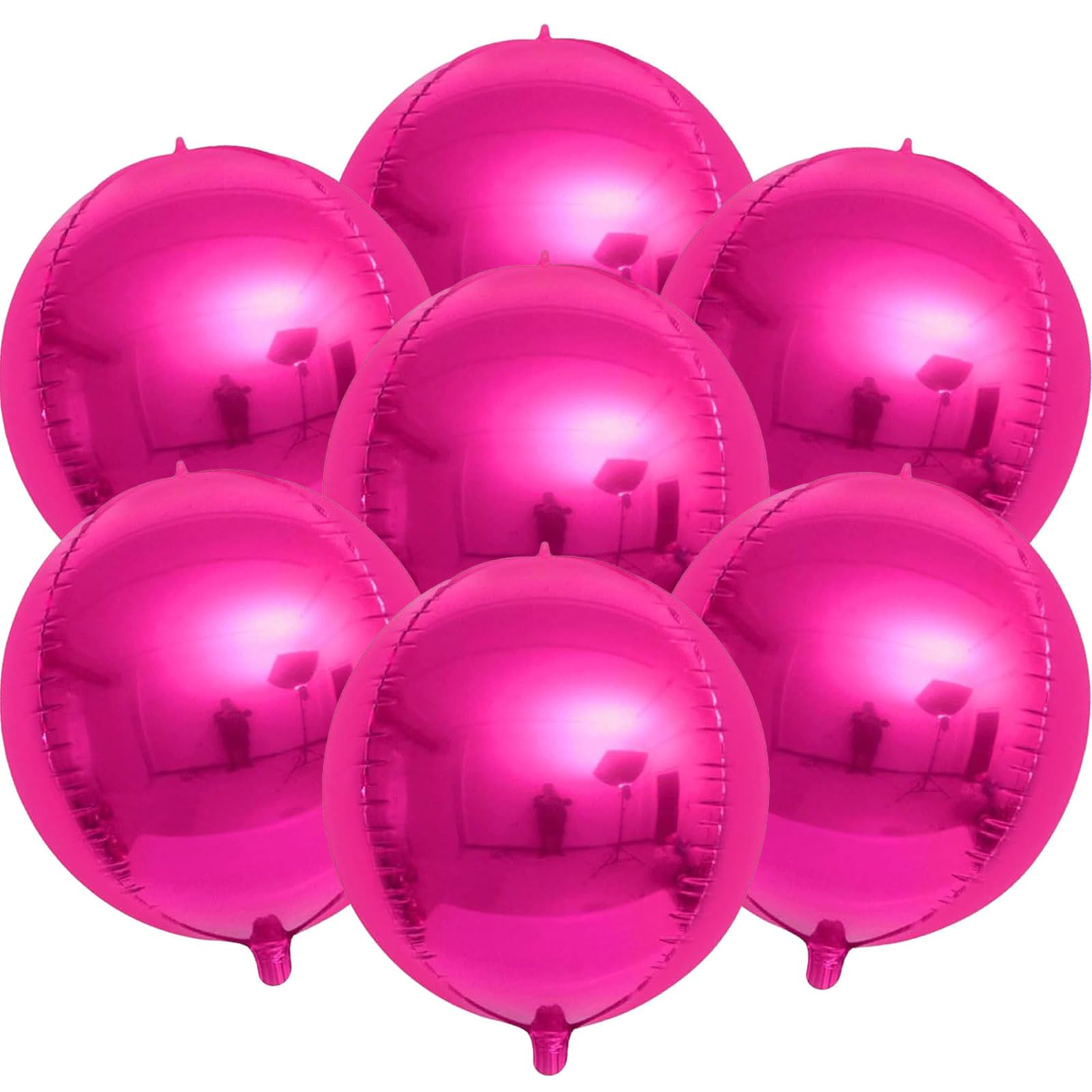Amazon.com: 7 Pack Hot Pink Balloons, 22 Inch Large 4D Round Hot Pink ...