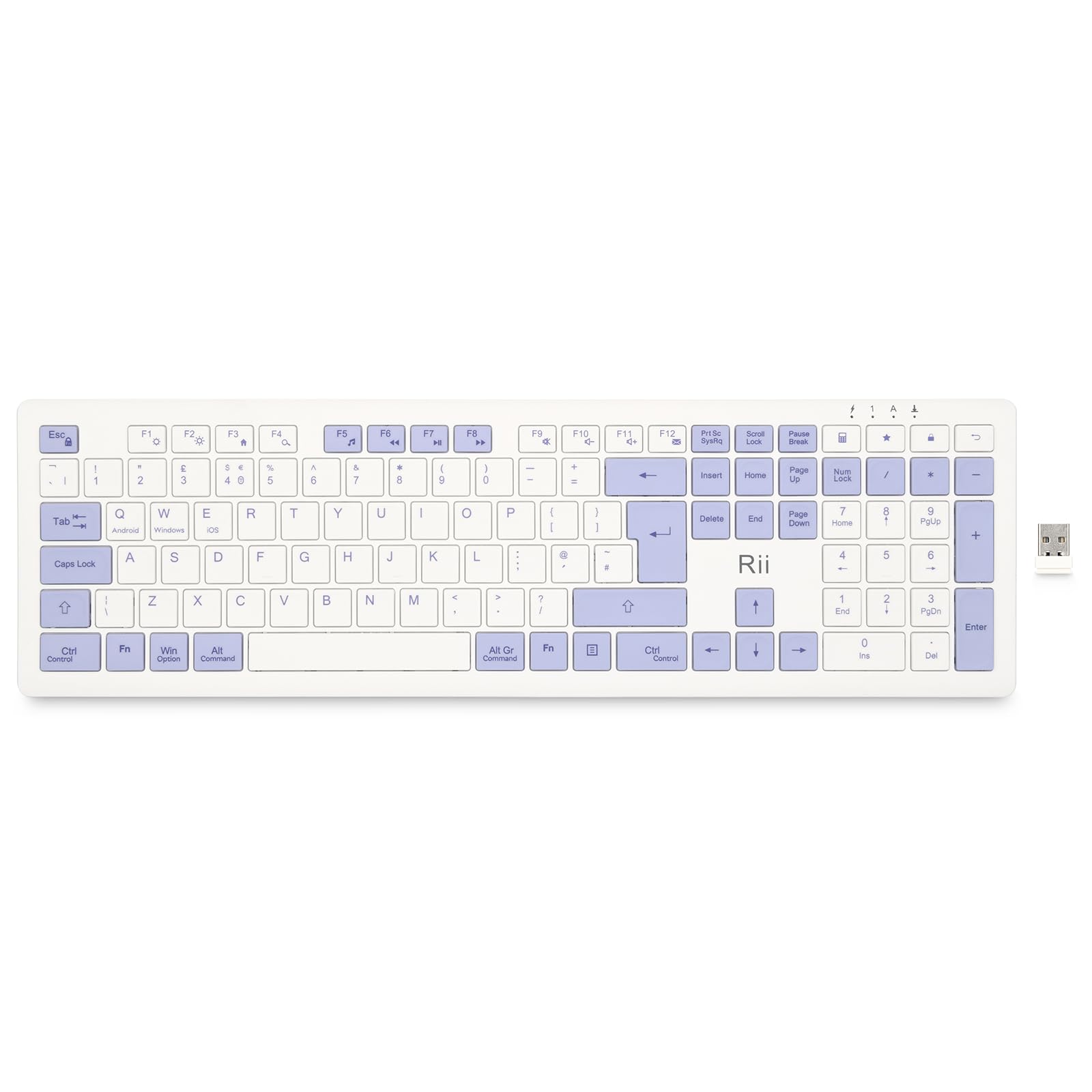 Rii RK208 2.4Ghz Wireless Keyboard, Rechargeable Full Size Office ...