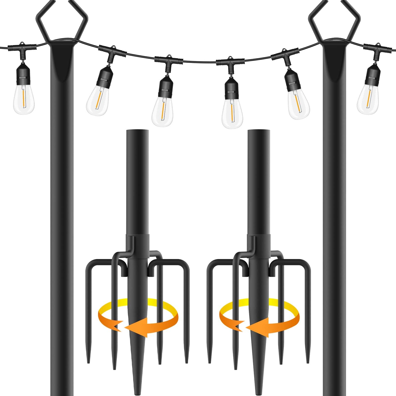 AILBTON 2 Pack 10Ft String Light Poles,Light Poles for Outside String ...