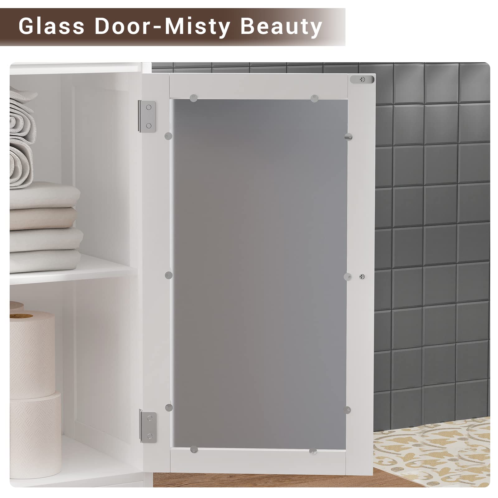 Tiptiper Tall Bathroom Storage Cabinet Freestanding Linen Tower Cabinet With 3 Tier Shelves tiptiper-tall-bathroom-storage-cabinet-freestanding-linen-tower-cabinet-with-3-tier-shelves
