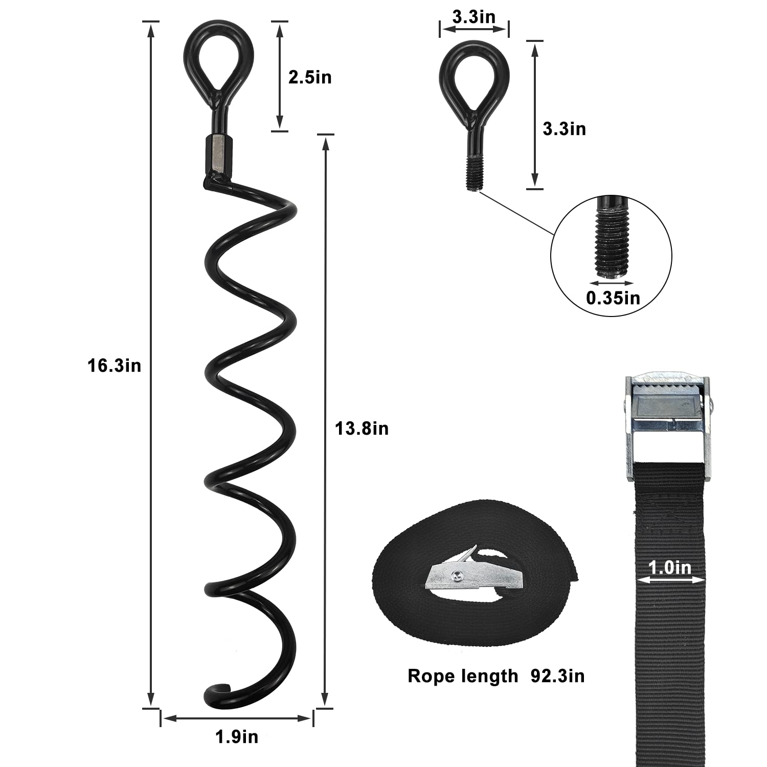 Snapklik.com : XYADX 16.3 Inch Spiral Ground Anchor Stake High Durable ...