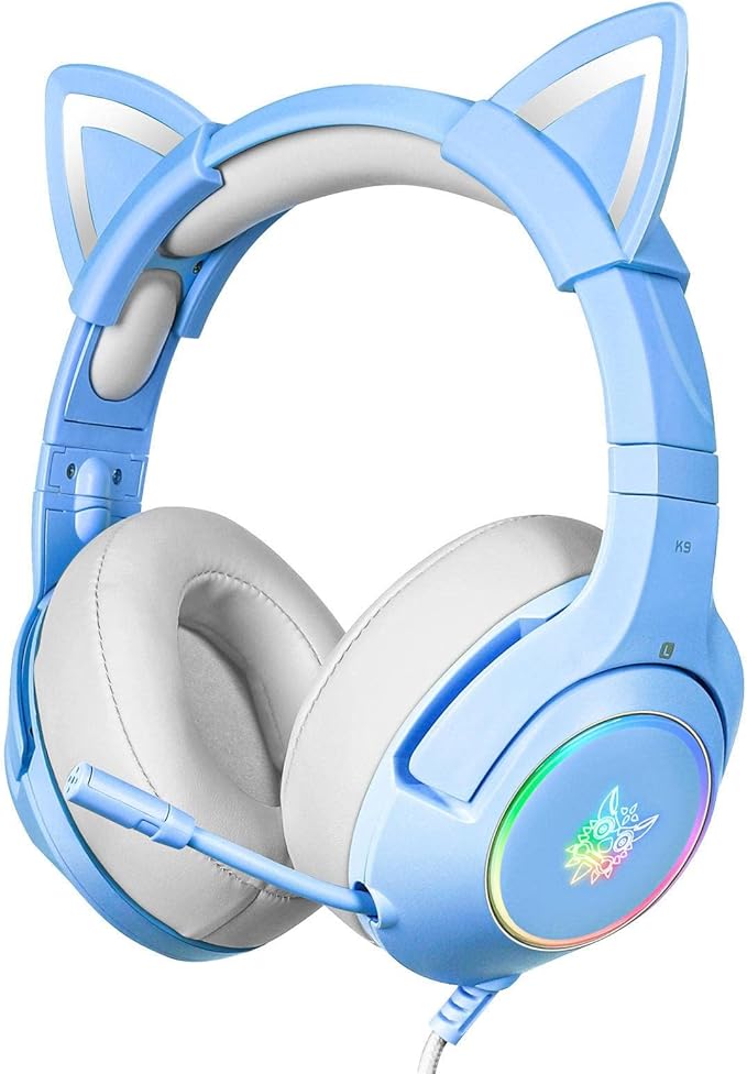 Amazon.com: FARZI Wired Heavy bass Gaming Headset, Cute Girl cat Ear ...