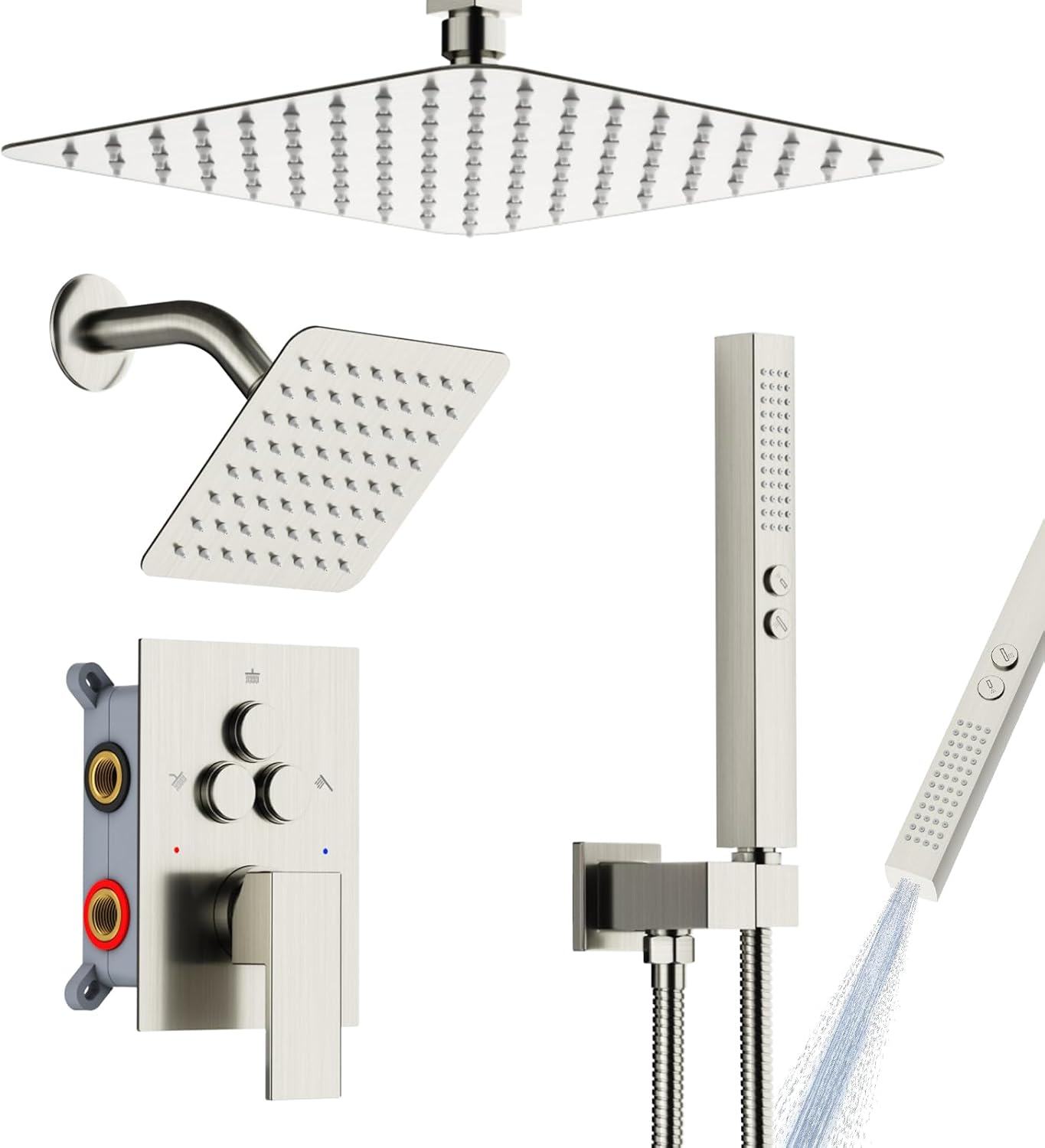 Shower Faucet Set Shower System - EMBATHER Brushed Nickel Push Button ...