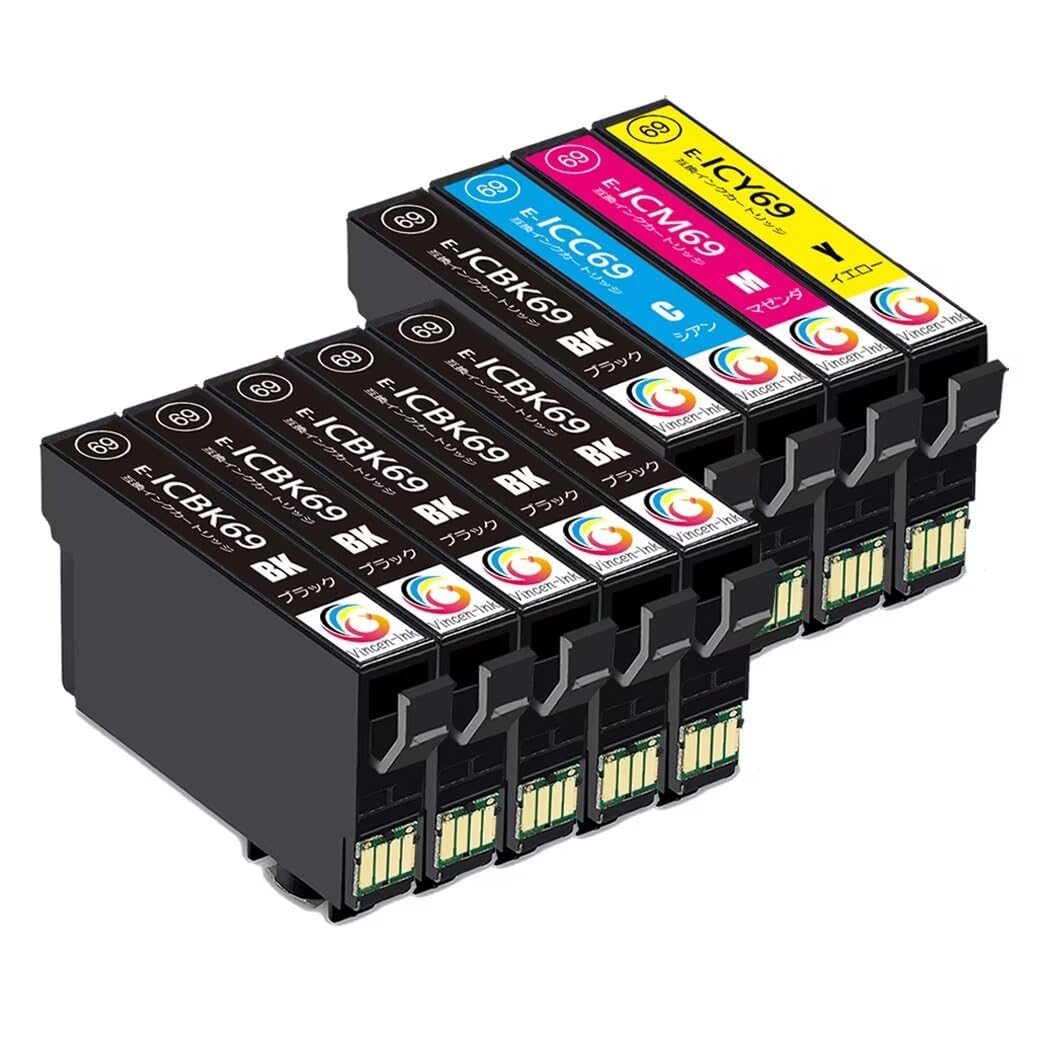 Amazon.co.jp: IC4CL69互換インクカートリッジIC69 砂時計インクICBK69ブラック*6 ICC69シアン ICM69マゼンタ ICY69イエロー計9本セット対応 ...
