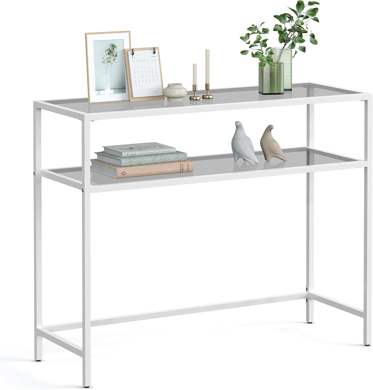 VASAGLE Console Table, Side Table, Tempered Glass Tabletop, Modern Sofa ...
