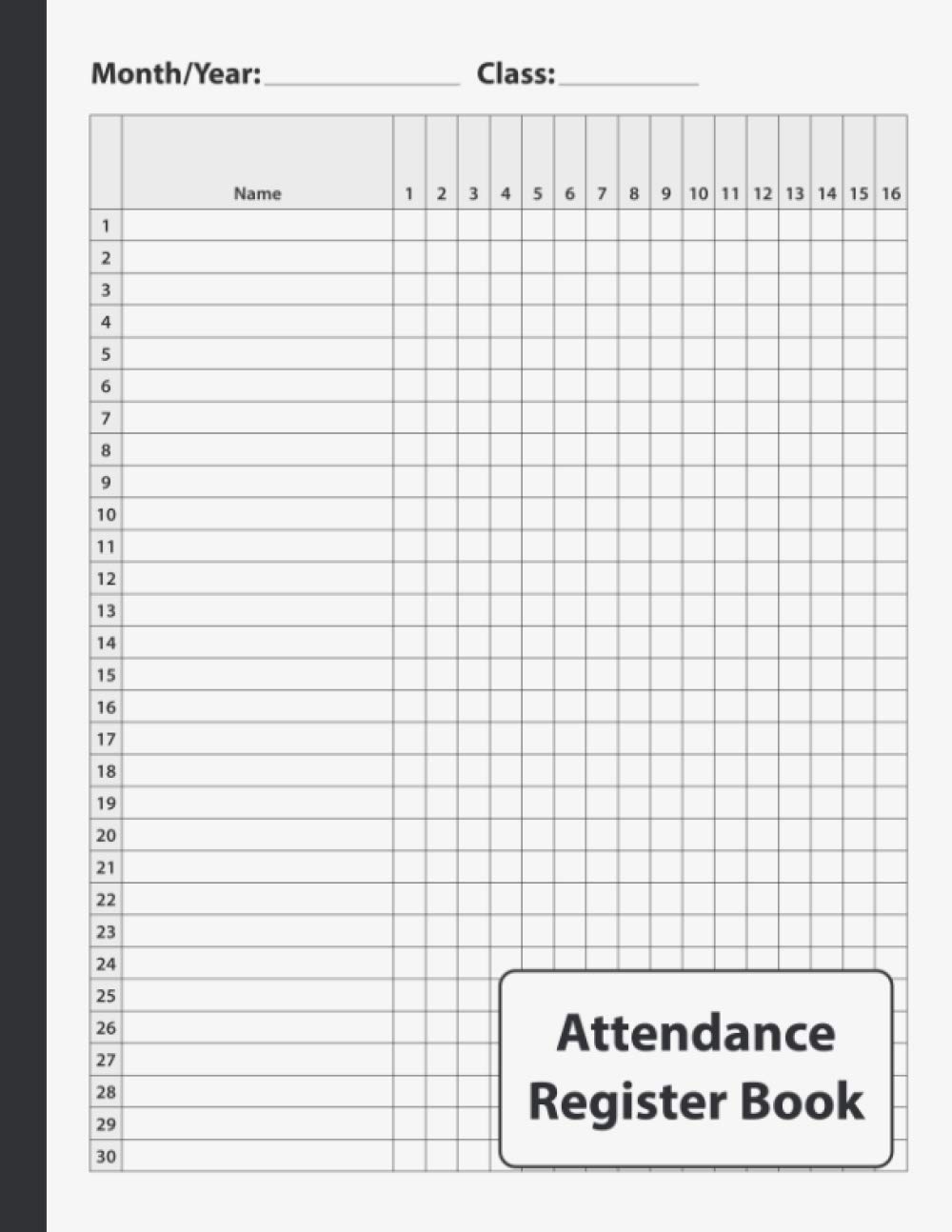 Attendance Register Book Simple Attendance Tracker With Space For 30 ...