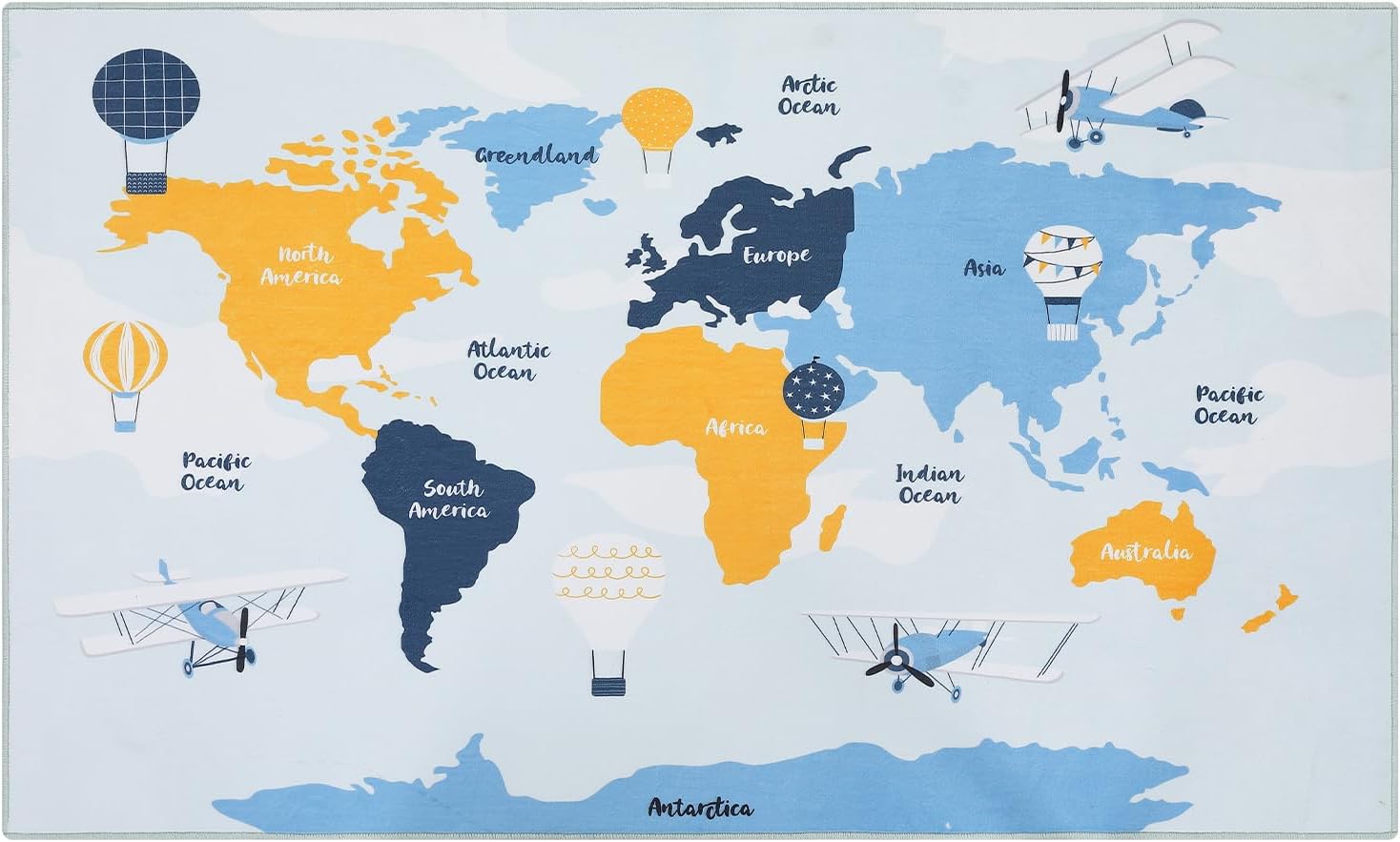 Amazon.com: World Map Area Rug for Kids - Non-Slip Play Mat for ...